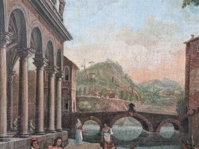An architectural capriccio in the style of Viviano Codazzi. Oil on ...